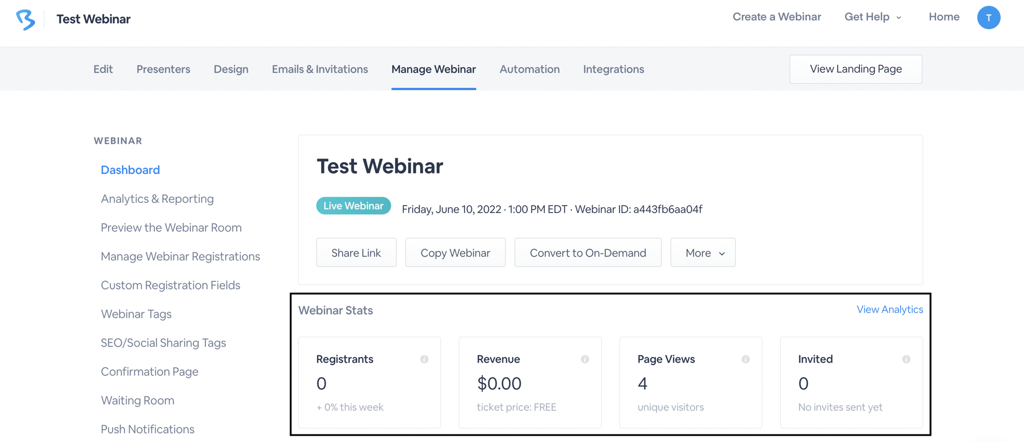 The Webinar Dashboard